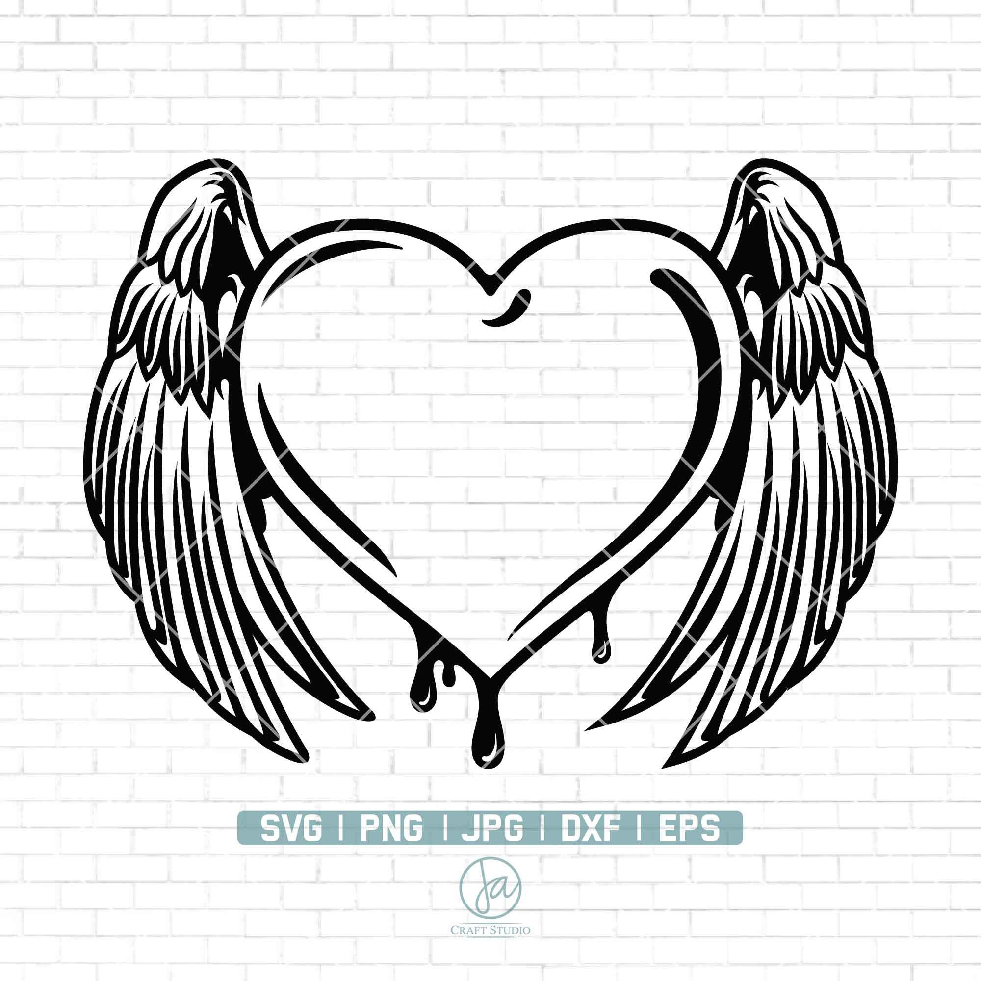 Angel Wings Svg | Wings Svg | Memorial Svg | Heart Angel Svg | Angel ...