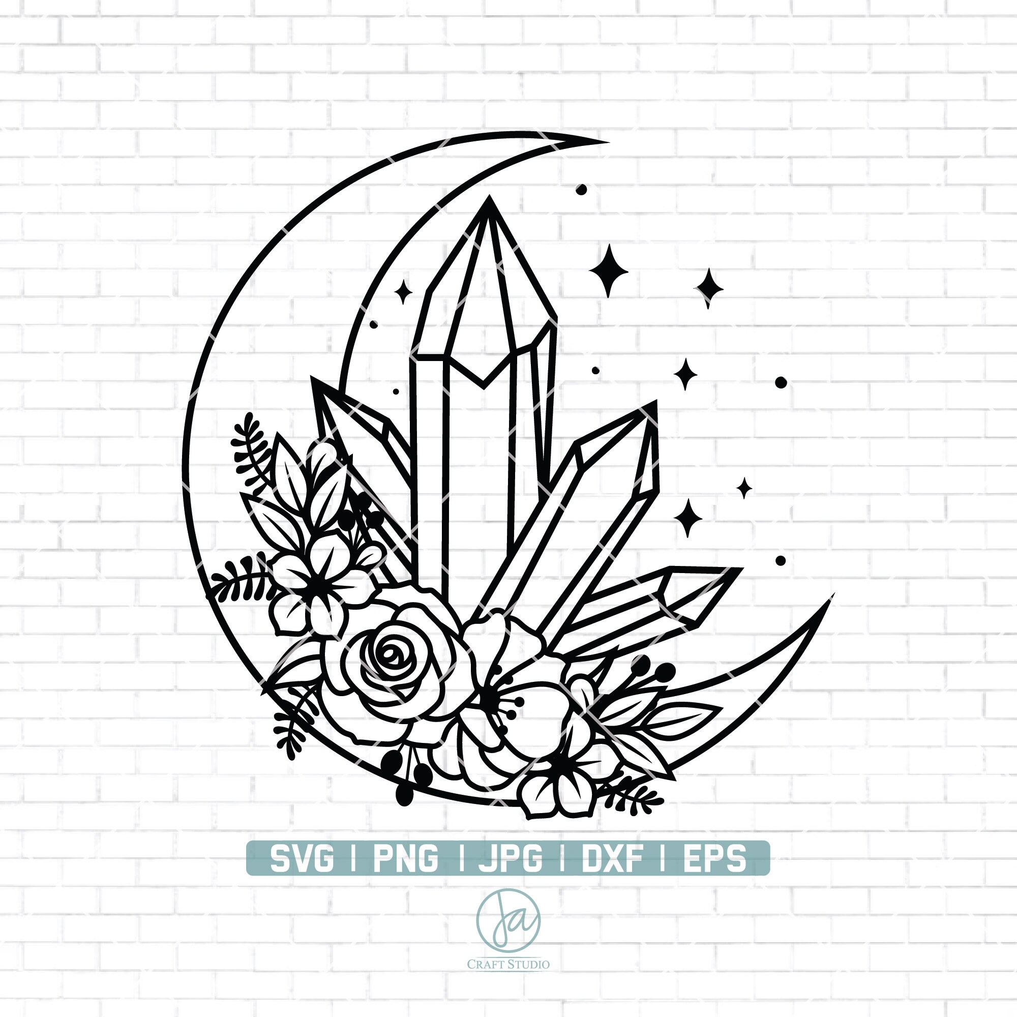 Magic Crystals SVG Files Crystal Cut File Crystal Moon | Etsy