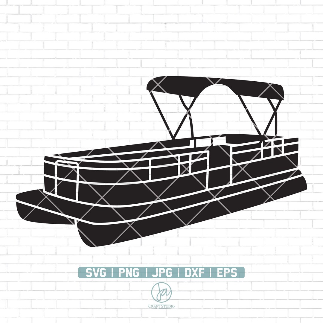 Pontoon Boat SVG | Pontoon Boat Outline SVG | Pontoon Boat Clipart ...