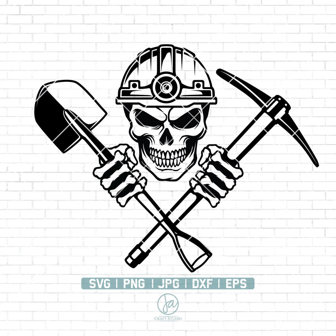 Coal Miner Skull Svg File | Mining Skull Svg | Skull Clipart | Miner ...