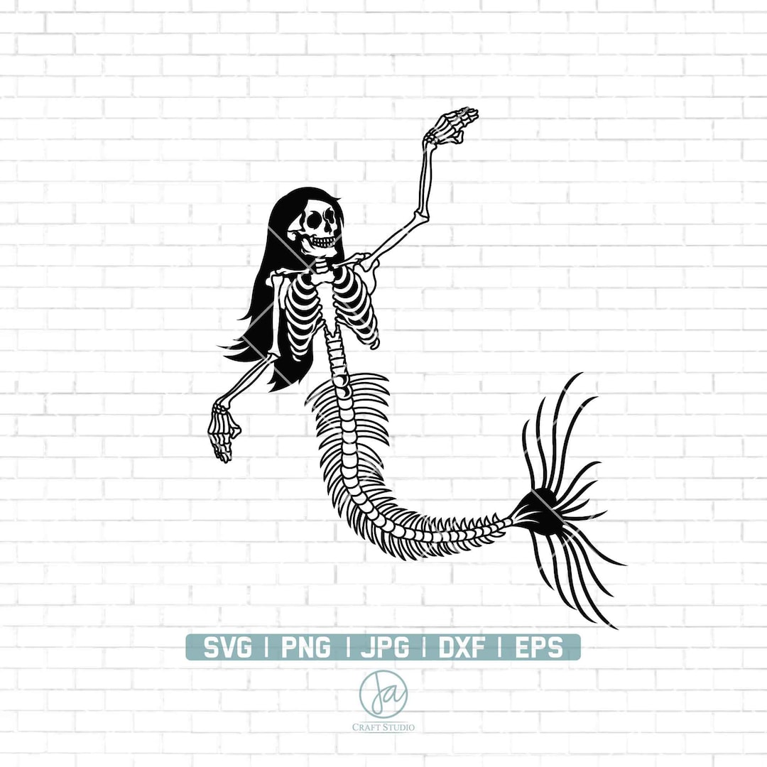 Mermaid Skeleton SVG | Gothic Mermaid SVG | Sea Monster SVG | Mermaid ...