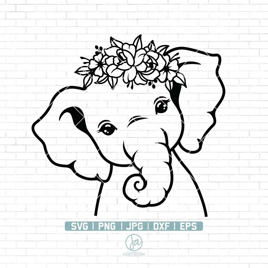Floral Elephant Svg | Cute Elephant Svg | Flowers Elephant Svg | Floral ...