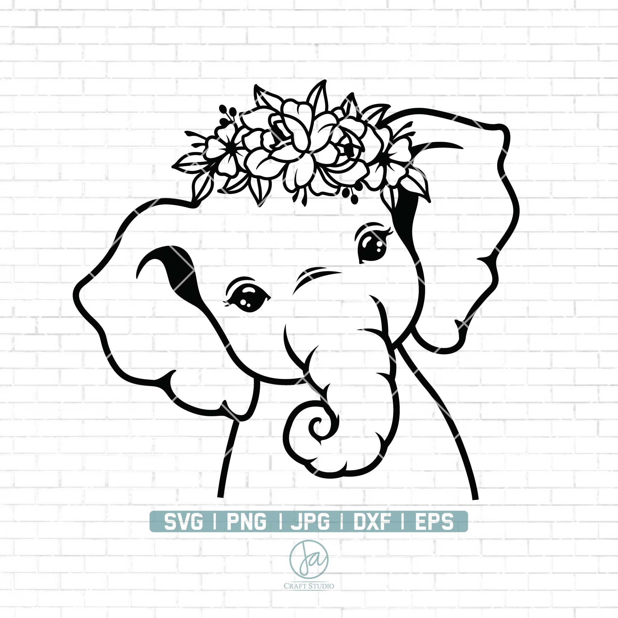 Floral Elephant Svg Cute Elephant Svg Flowers Elephant Svg - Etsy
