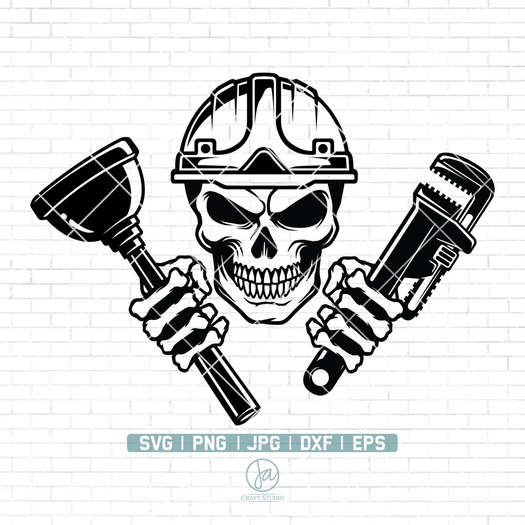 Plumber Skull Svg File | Plumber Svg | Pipefitter Skull Svg | Plumber ...