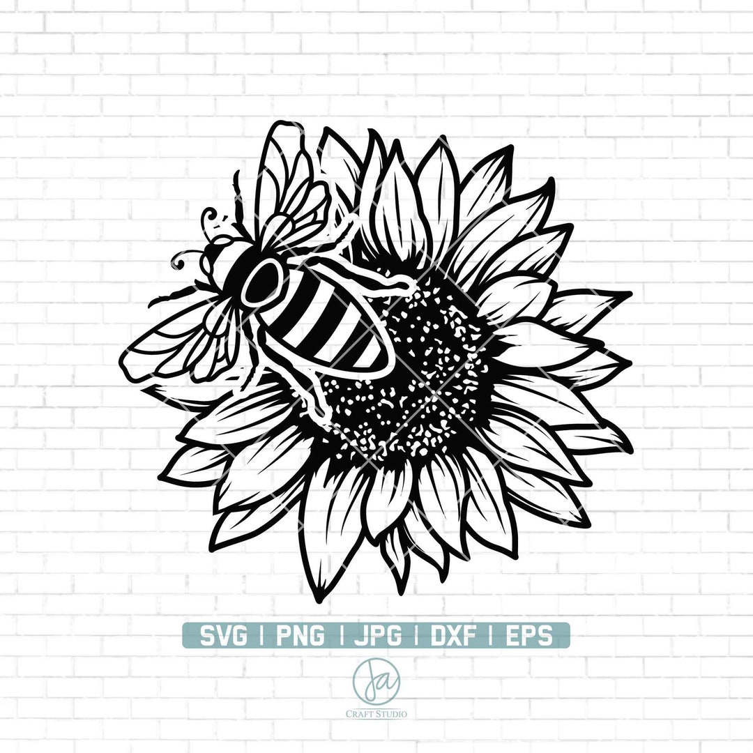 Bee and Sunflower SVG PNG | Bee Svg | Sunflower Svg | Bee Clipart ...