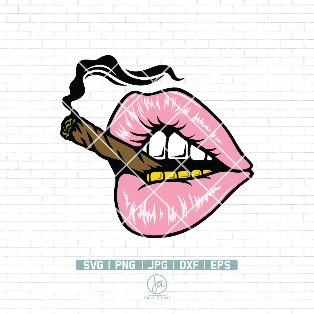 Sexy Red Lips Smoking Joint SVG | Smoking Weed Svg | Smoking Joint Svg ...