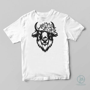 Floral Buffalo Head Svg | Bison Buffalo Svg | Bison Head Svg | Buffalo ...