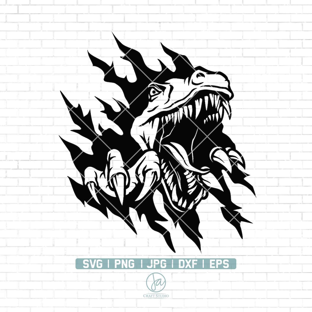 Raptor in the Wall Scratch Svg | Velociraptor Dinosaur Svg | Dinosaur T ...