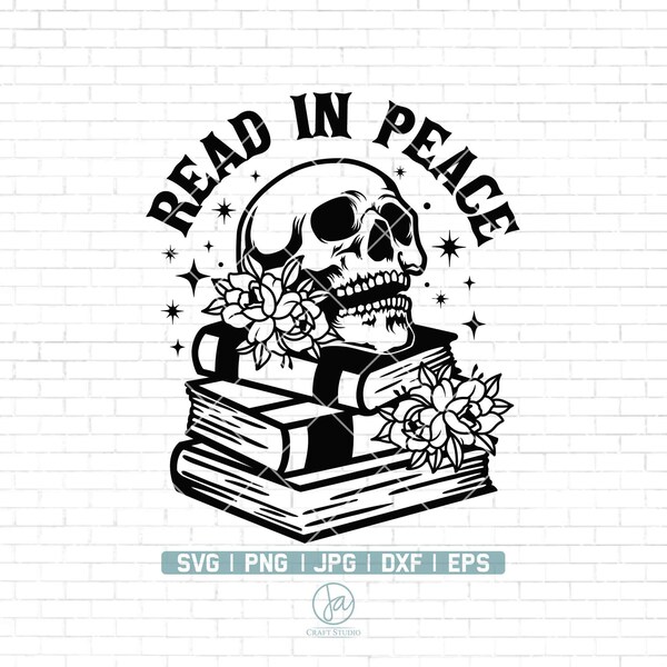 Skull and Books Svg - Etsy
