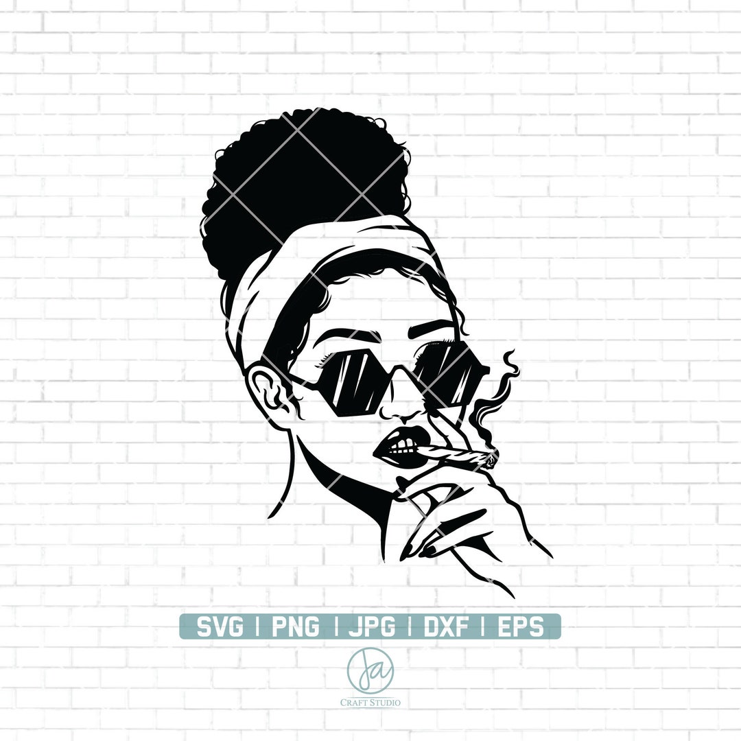Afro Girl Smoking Joint Svg Smoking Marijuana Girl Svg Rasta Girl ...
