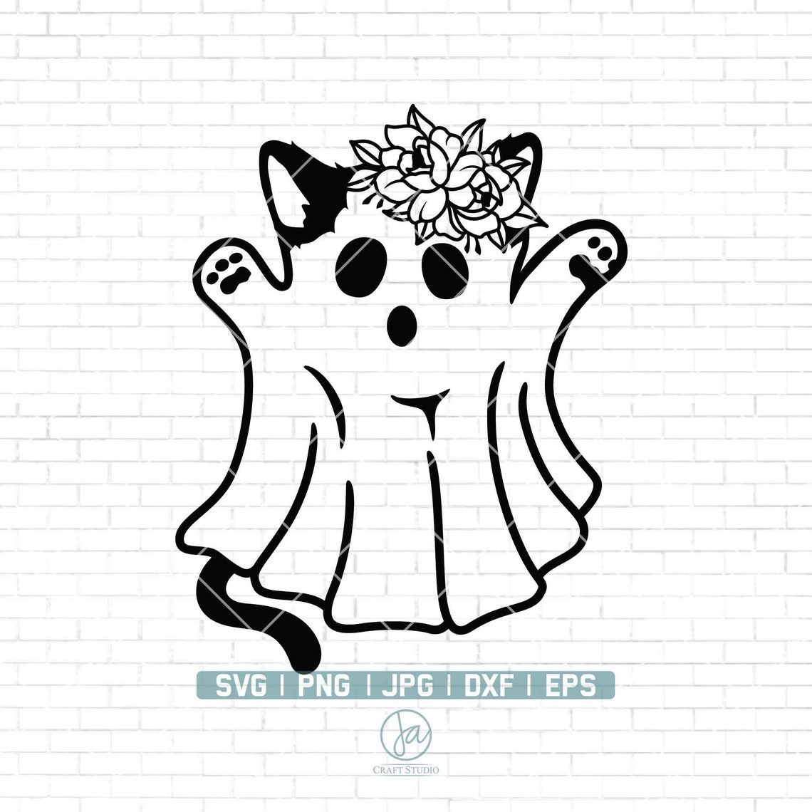 Ghost Cat Svg Halloween Svg Floral Cat Svg Floral Ghost - Etsy