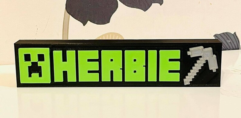 3D Printed Minecraft Themed Name Plaque 3 Colours Custom - Etsy UK