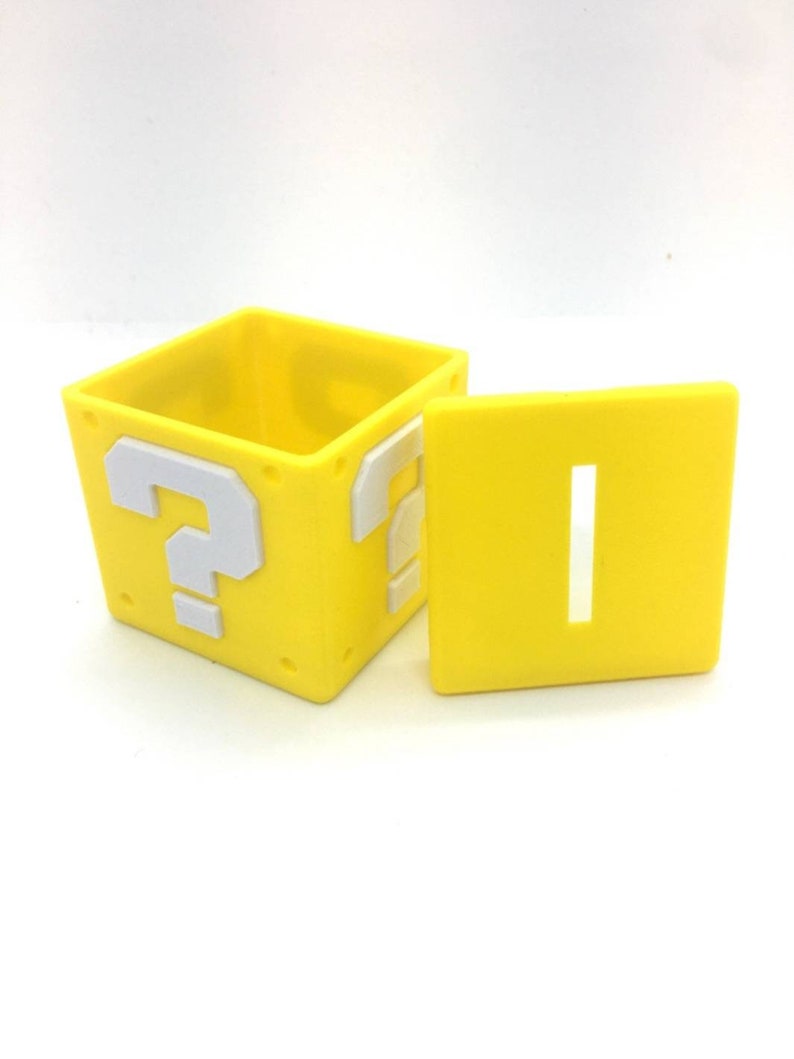 3D Printed Mario Question Block Themed Money Coin Storage Box 2 Sizes ...
