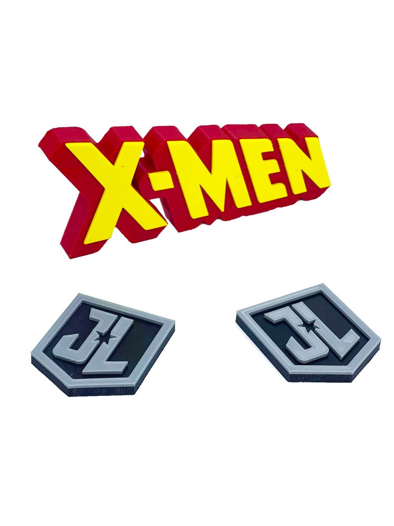 3D Printed Super Hero Themed Logos Based on X-men and Justice League ...