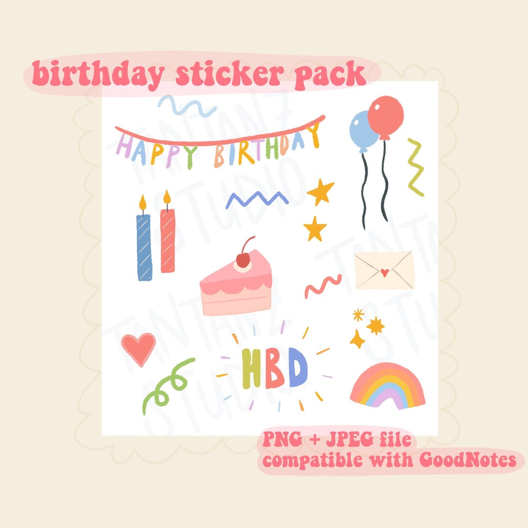 Birthday Pack | Digital Stickers for Goodnotes - Etsy