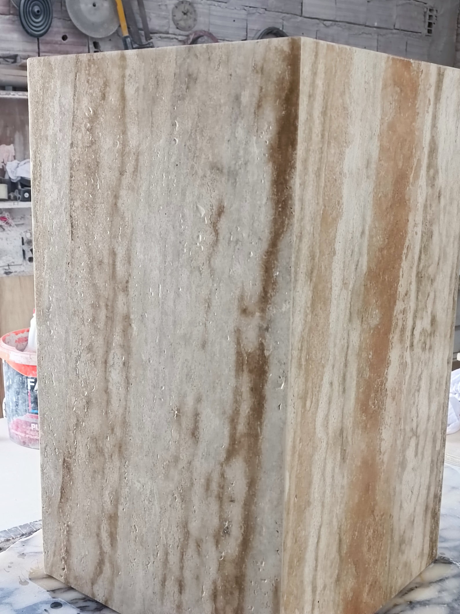 Travertine Cube Table, Nightstand Real Travertine Marble Handmade and ...