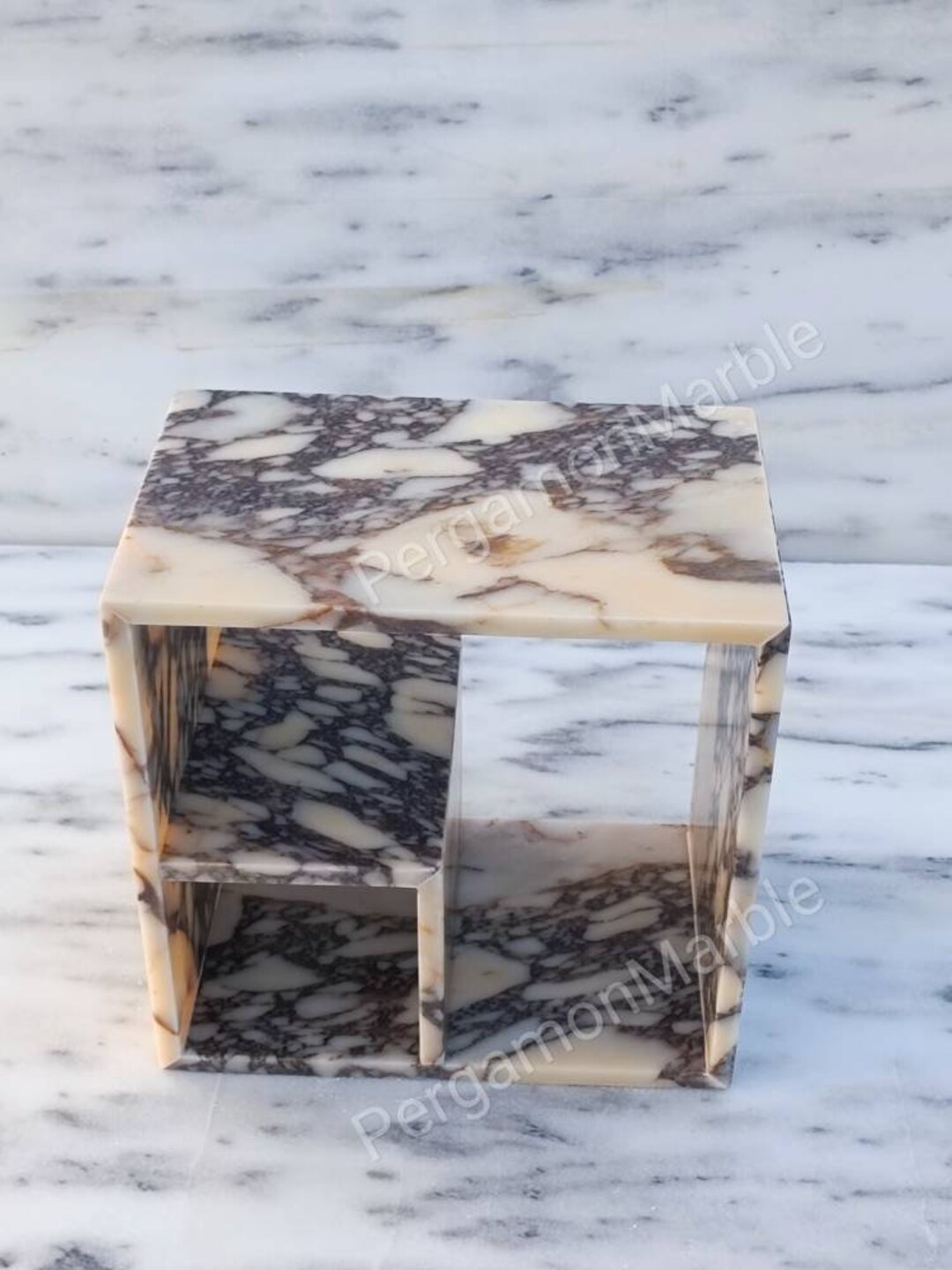 Calacatta Viola Marble End Table Side Table Special Design Shelf System ...