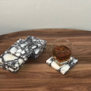 Calacatta Viola Set of 2-4-6 SQUARE Coasters, Italian Marble 100% ...
