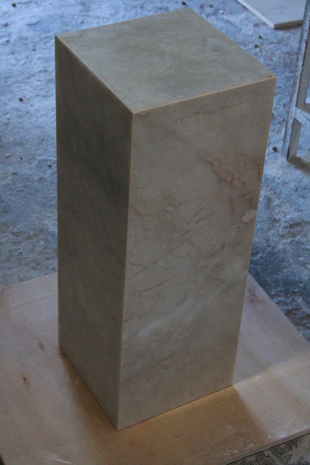 White and Cream Marble Side Table,plinth Italian Marble 100% Handmade ...