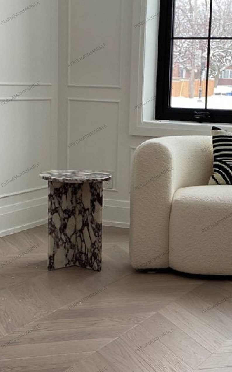 Calacatta Viola Marble Side Table End Table Italian Marble - Etsy