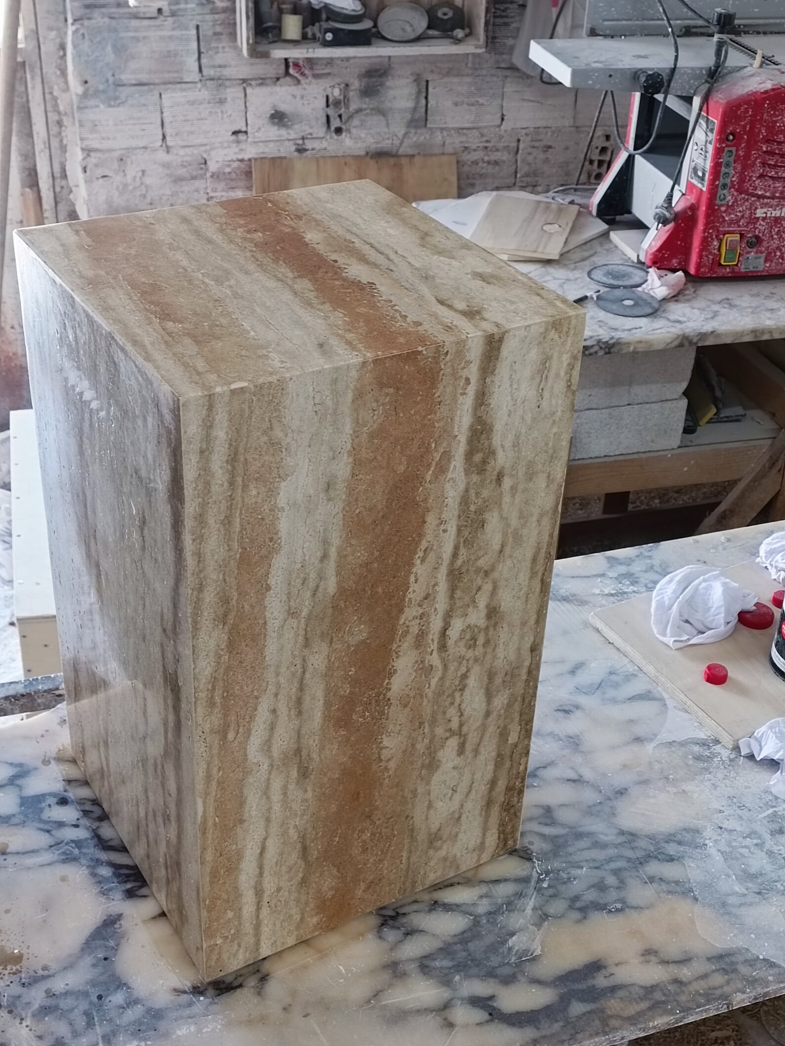 Travertine Cube Table, Nightstand Real Travertine Marble Handmade and ...