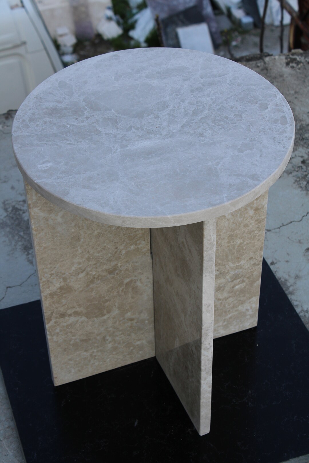 Beige Marble Side Table, End Table, Italian Marble 100% Handmade, Coffe ...