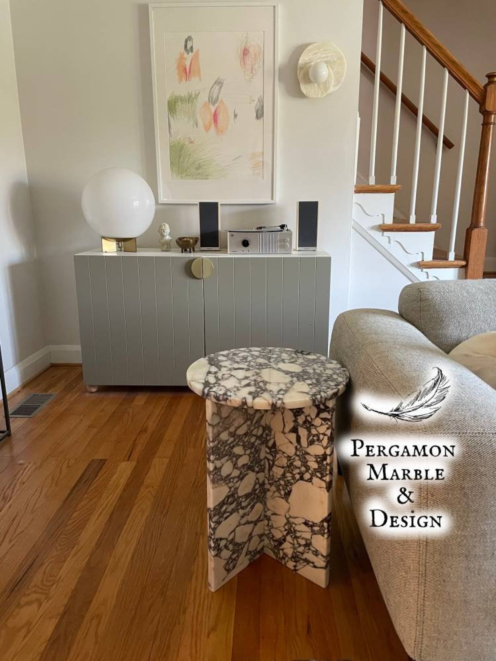 Calacatta Viola Marble Side Table, End Table,nightstand Italian Marble ...