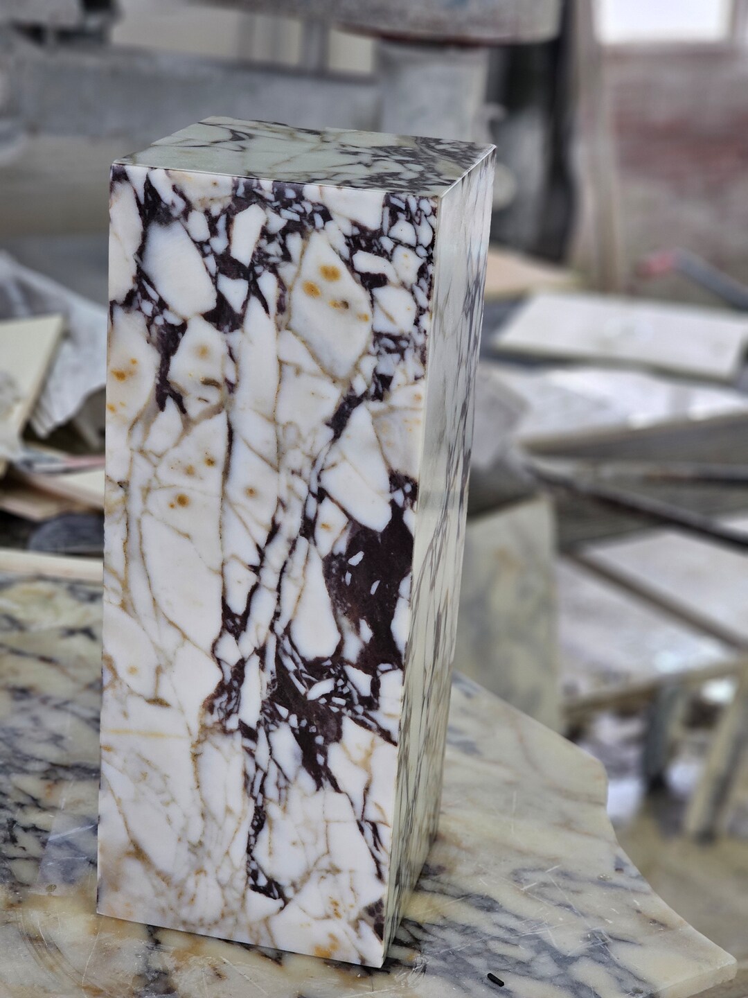 Calacatta Viola Marble Side Table,plinth Italian Marble 100% Handmade ...