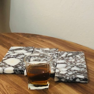 Calacatta Viola Set of 2-4-6 SQUARE Coasters, Italian Marble 100% ...