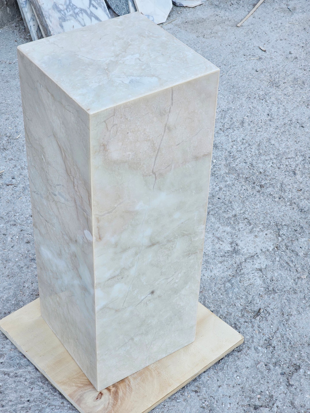 White and Cream Marble Side Table,plinth Italian Marble 100% Handmade ...