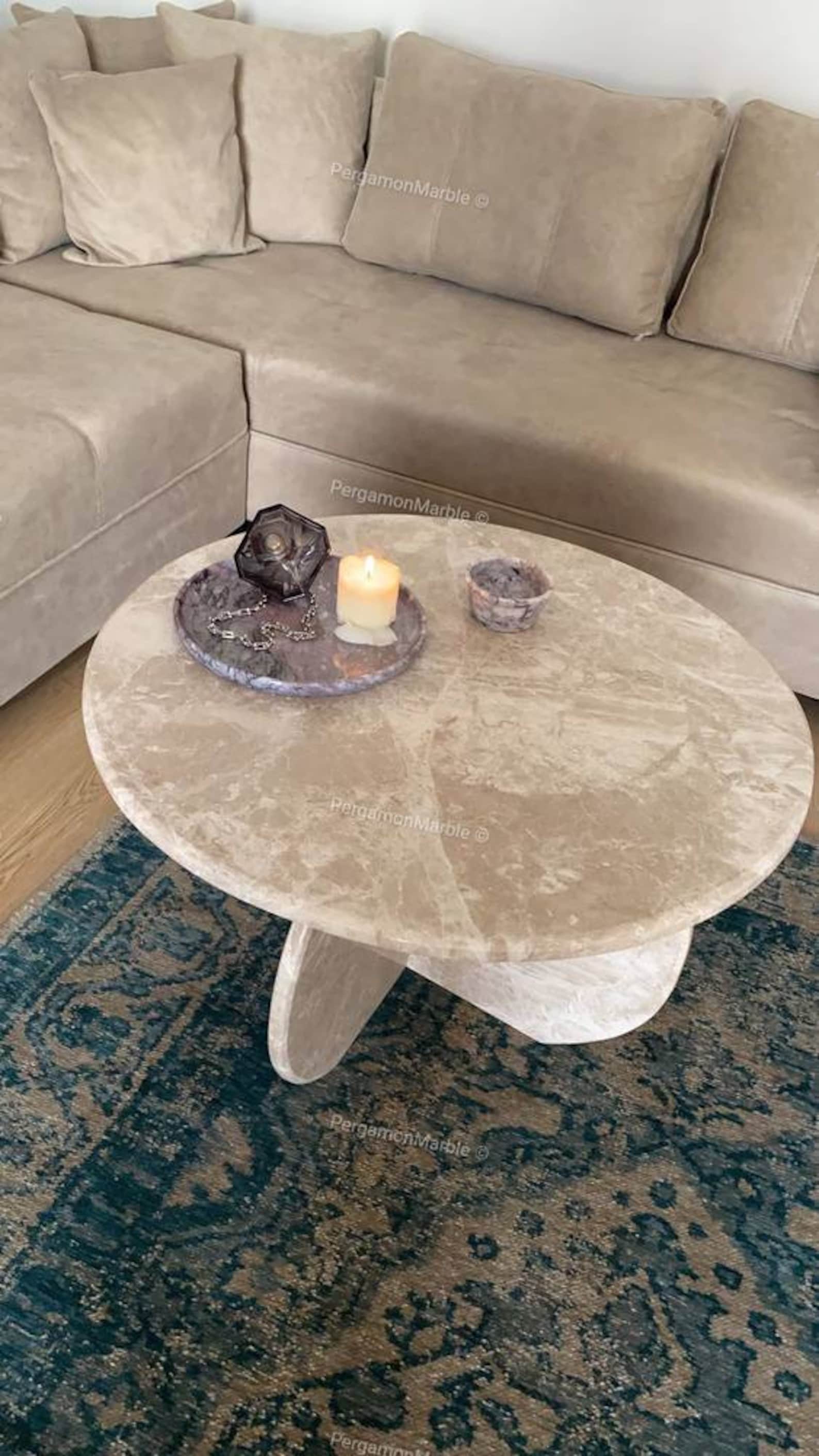 Beige Marble Coffee Table: Handmade Italian Model - Etsy