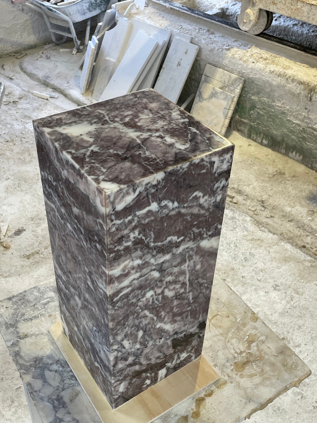 Dark Calacatta Viola Marble Plinth Real Marble, Handmade, Freeshipping ...