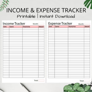Income & Expense Tracker Printable | Money Tracker | Monthly Budget ...