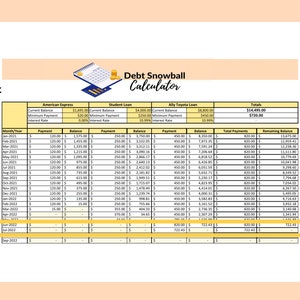 Dave Ramsey Debt Snowball Spreadsheet Calculator | Credit Card Debt ...