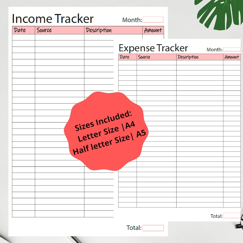 Income & Expense Tracker Printable | Money Tracker | Monthly Budget ...
