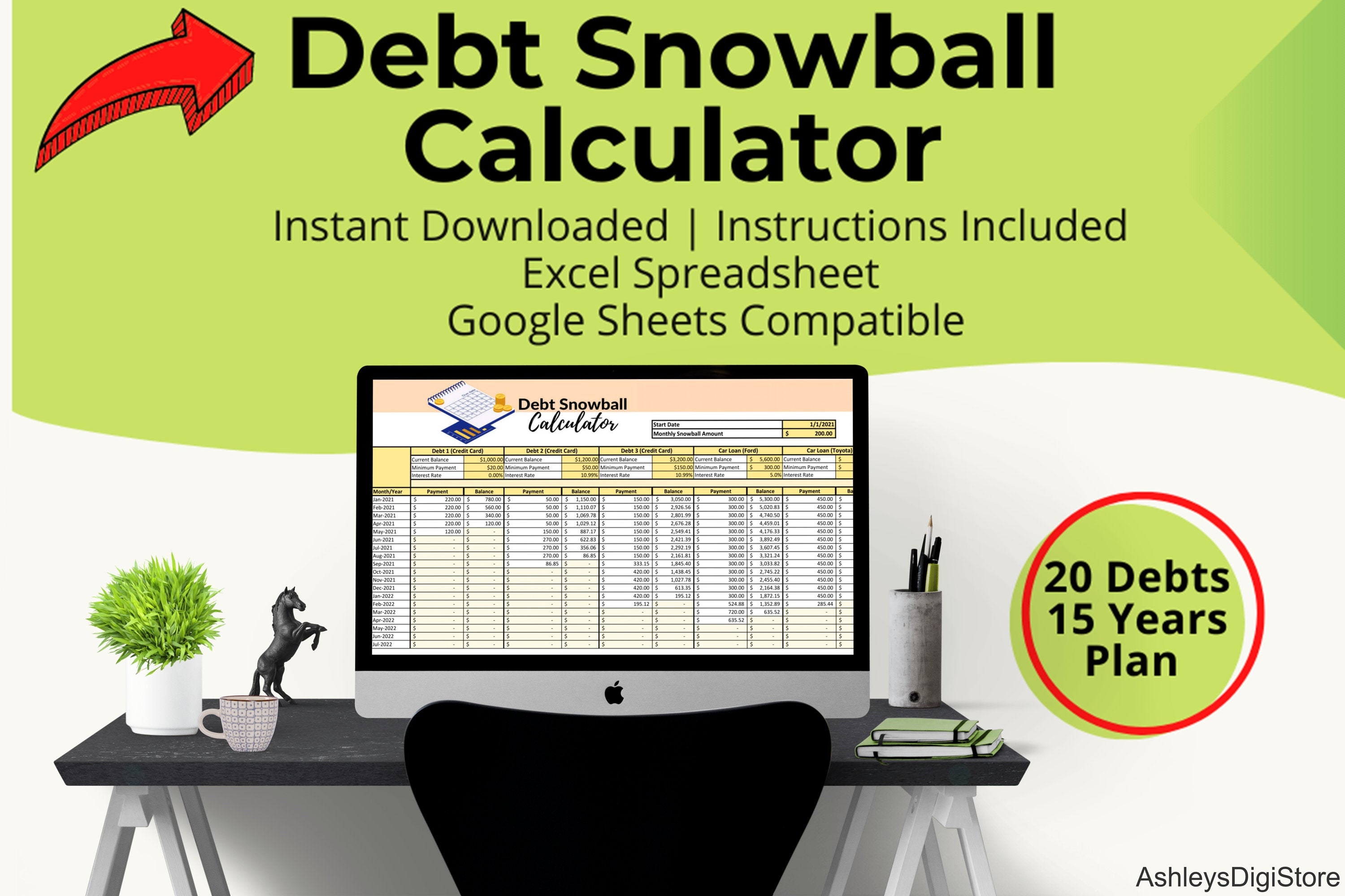 Dave Ramsey Debt Snowball Spreadsheet Calculator | Credit Card Debt ...