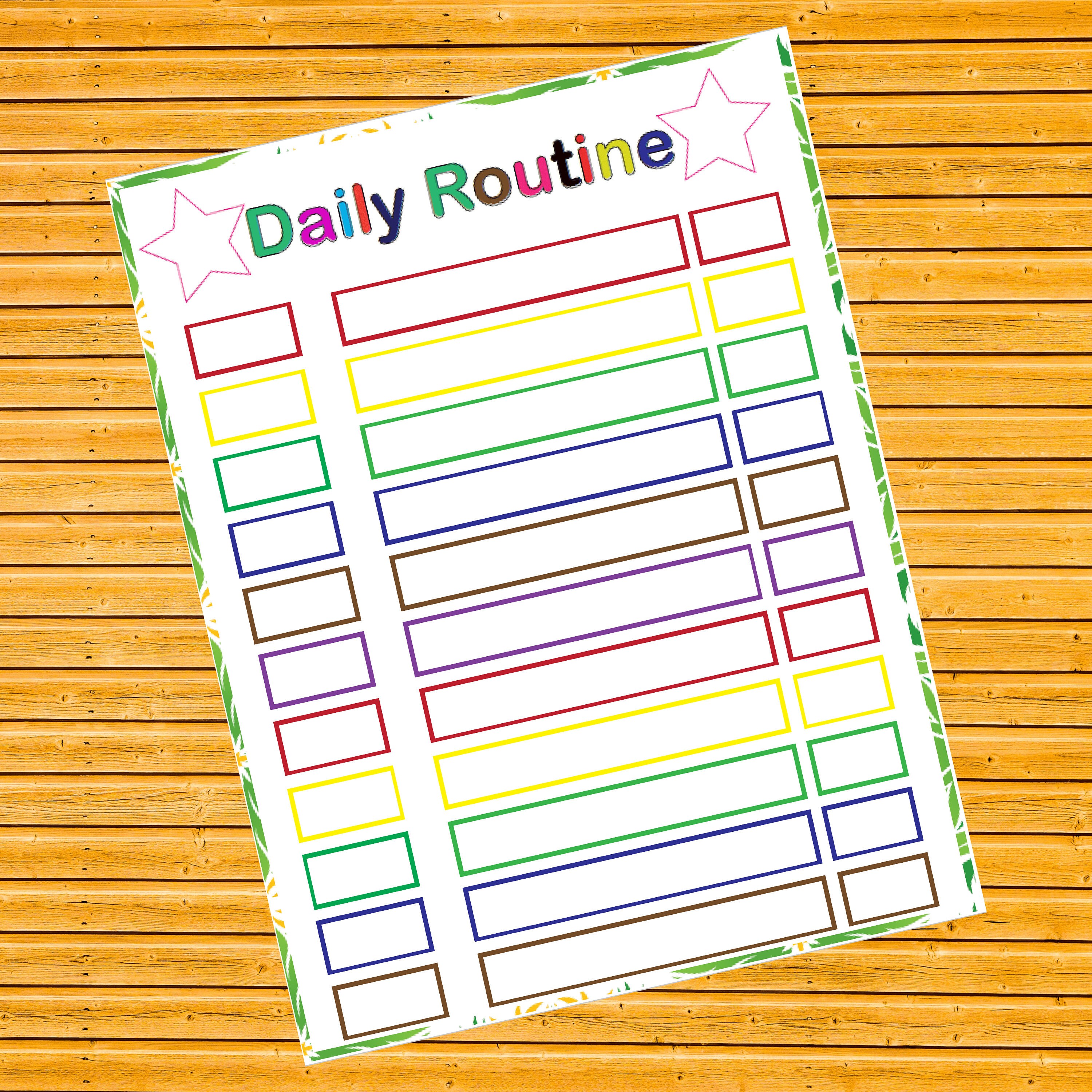 Kids Daily Routine Chart Chore Chart Printable PDF Responsibility Chart ...