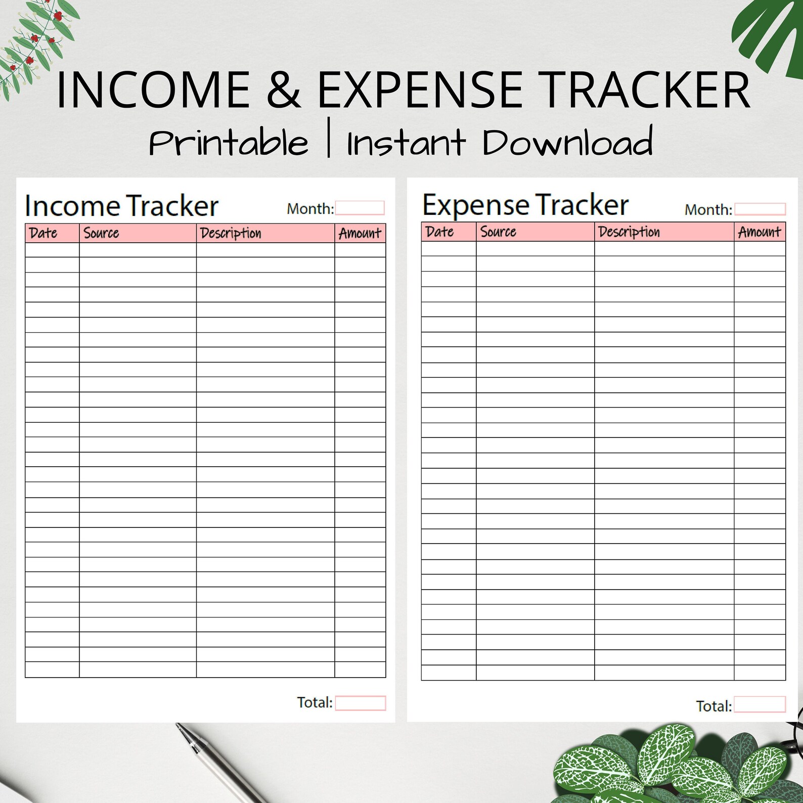 Income Expense Tracker Printable Money Tracker Monthly Etsy Income Expense Tracker Printable Money Tracker Monthly Etsy