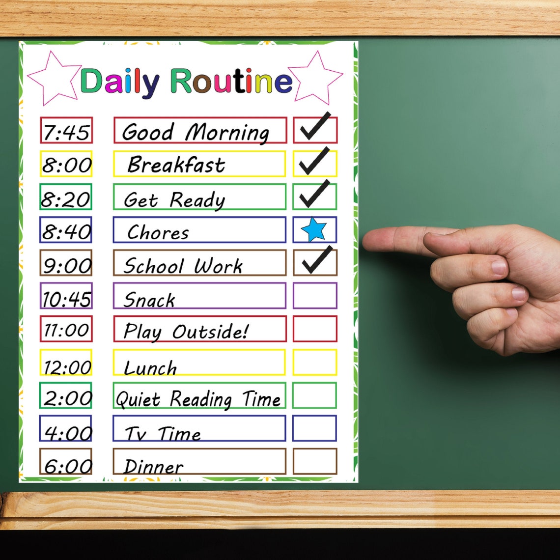 Kids Daily Routine Chart Chore Chart Printable PDF Responsibility Chart ...