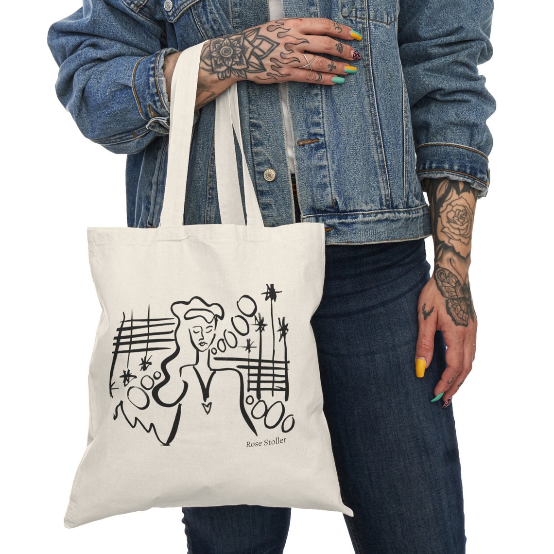 Rosalie Stoller Original Design Handbag Tote Canvas Hippie Design Hand ...