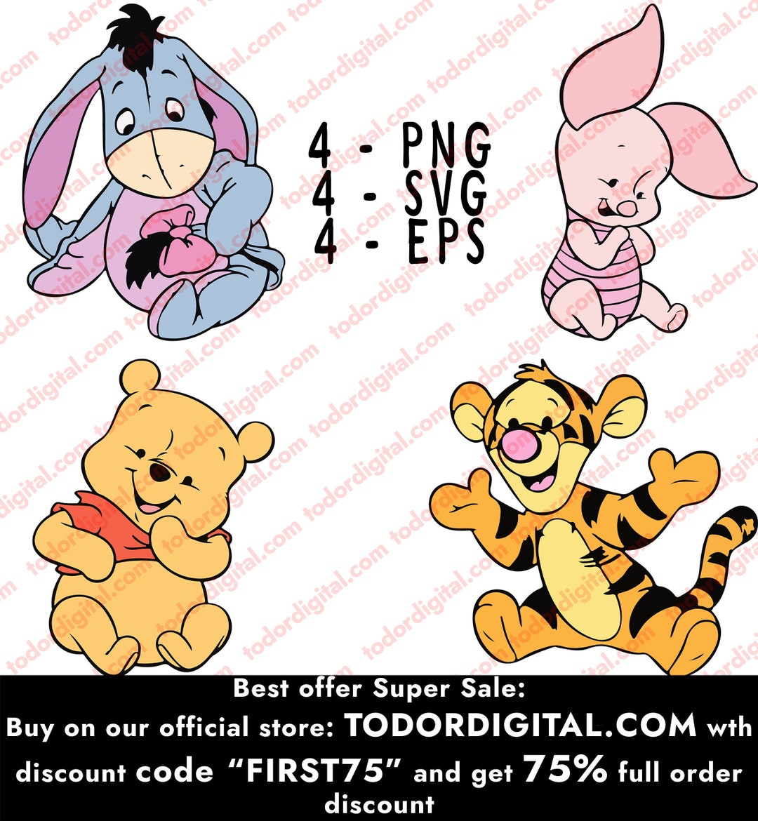Baby Winnie the Pooh Friends SVG EPS PNG: Cartoon Characters (digital ...