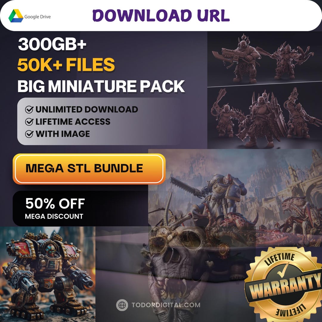 300GB STL Files for 3D Printing Miniatures Bundle Instant Download Stl ...