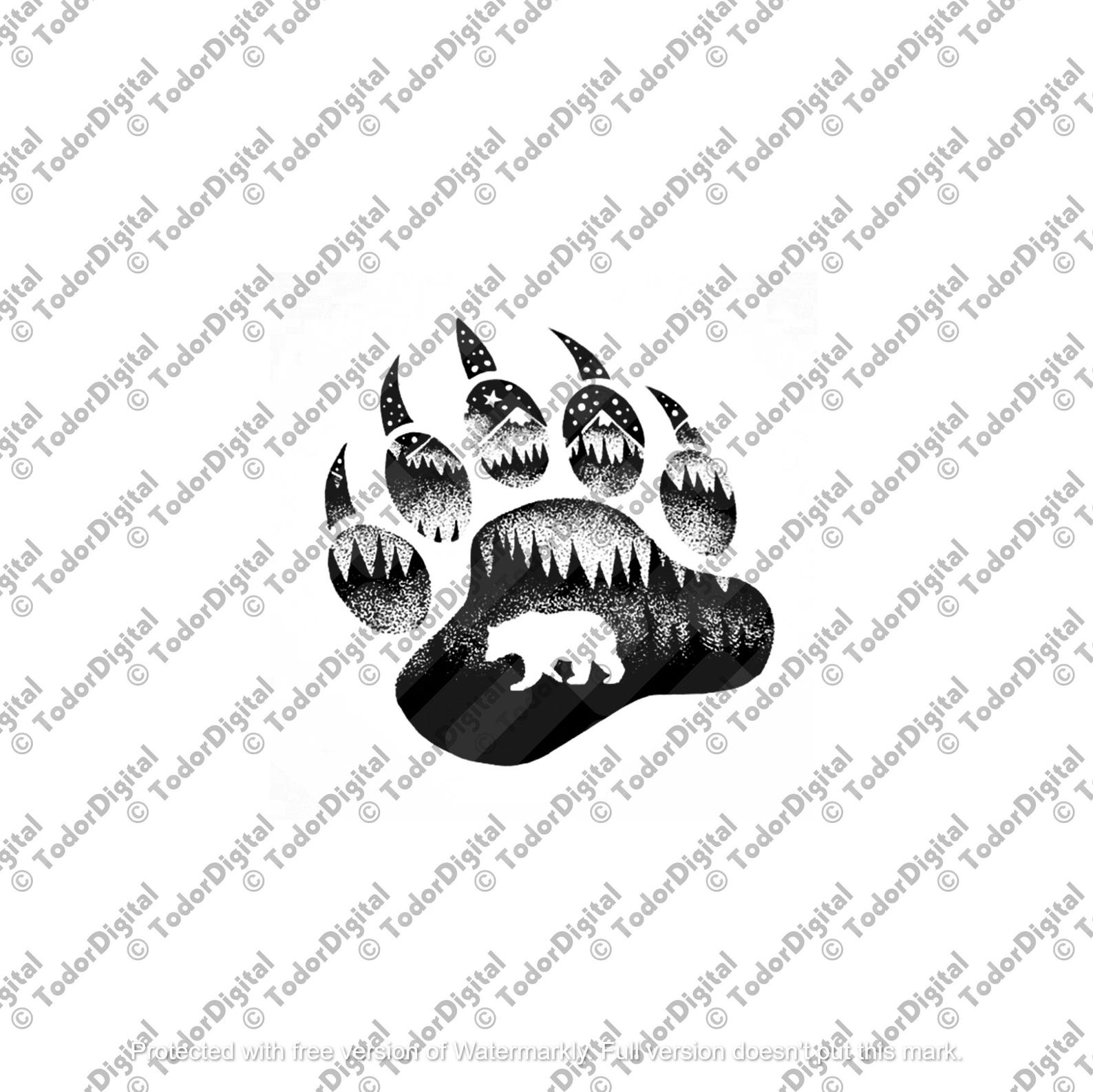 Bear Svg File - Bear Paw Svg Design - Bear Clipart - Animals Svg - Wild ...