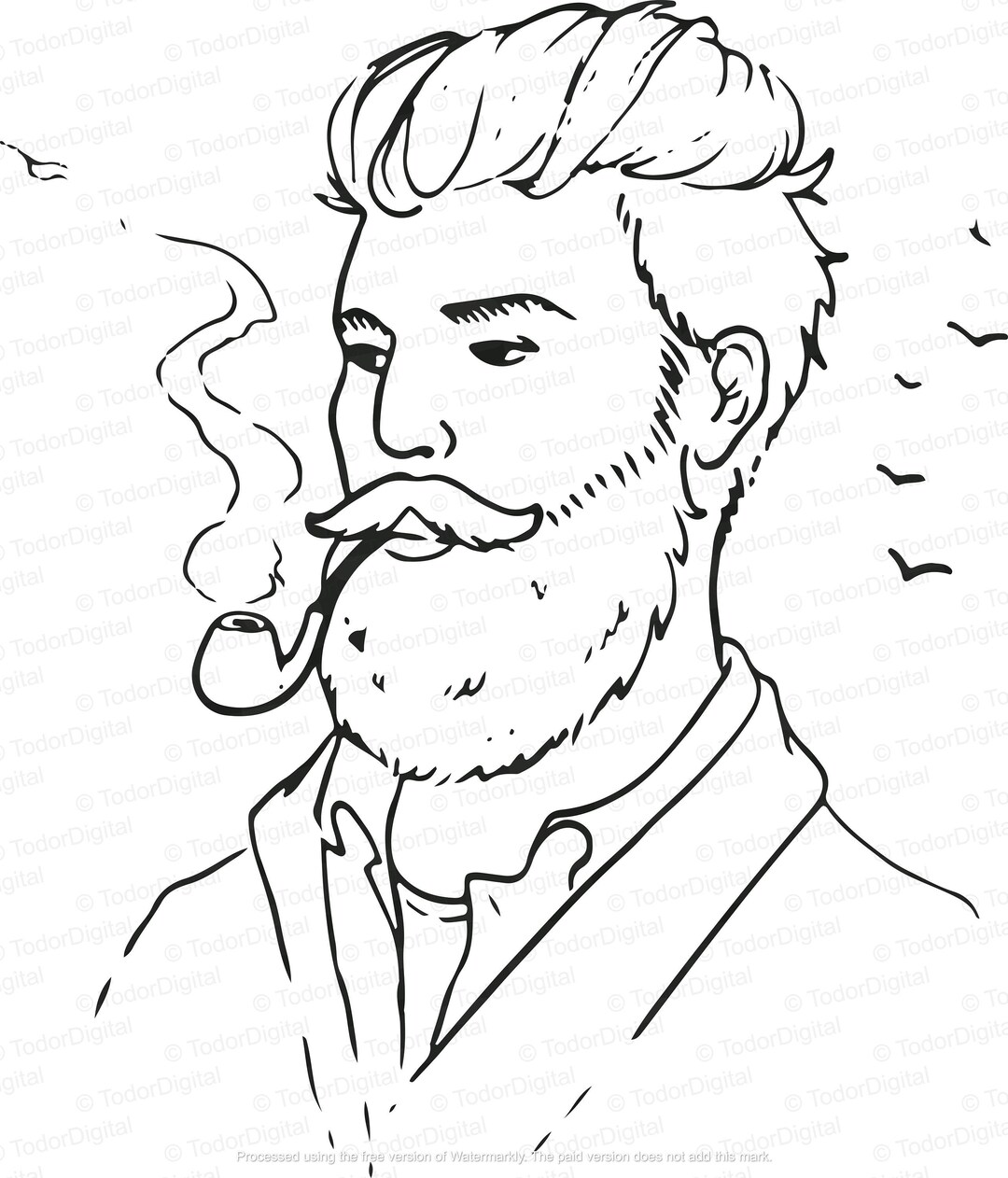 Retro Man With Pipe SVG, Clipart Vector (digital Design) - Etsy