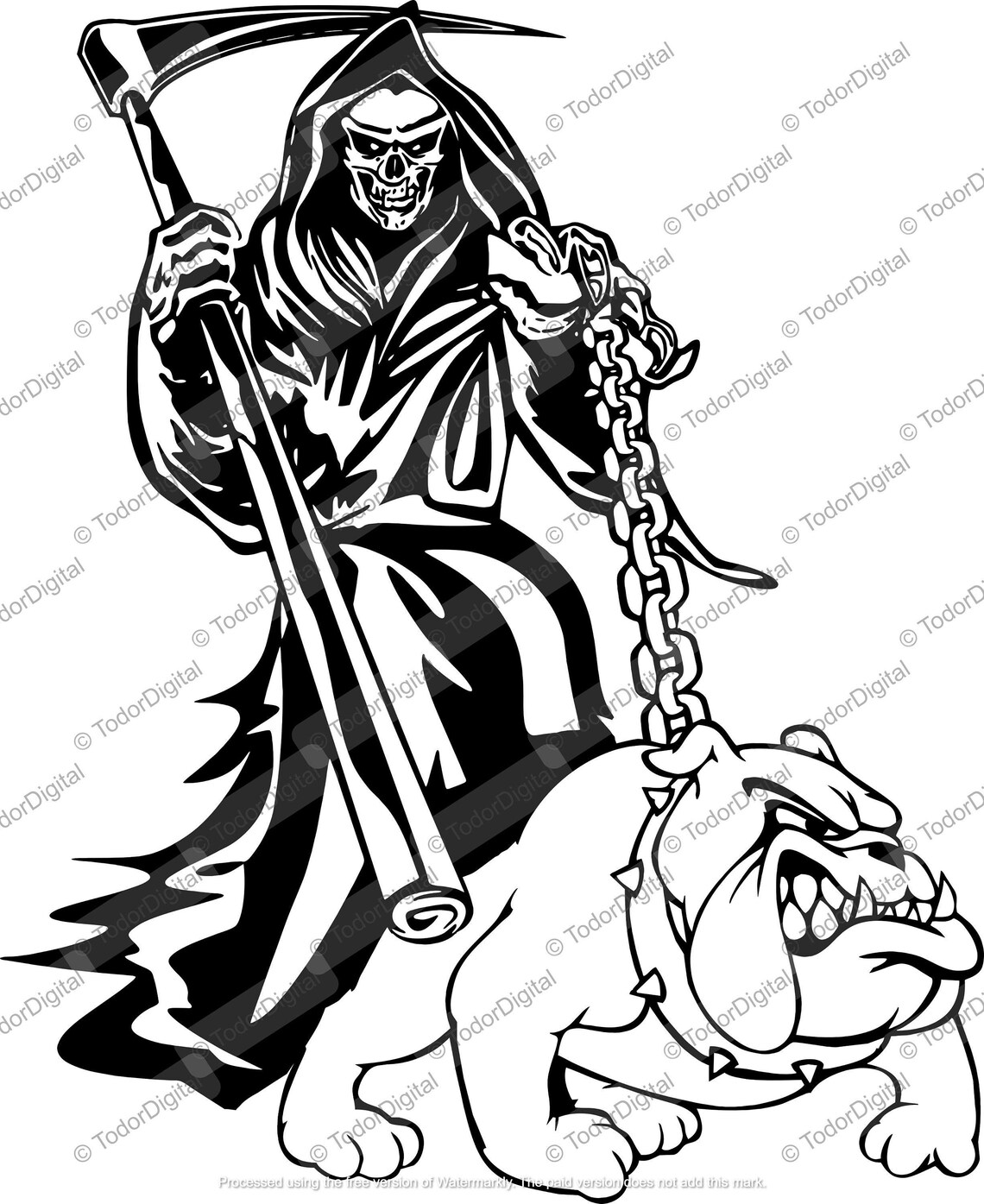 Grim Reaper Pitbull Dog SVG: Halloween Vector Graphics (digital Files ...