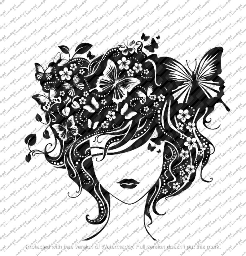 Girl With Butterfly Svg File, Woman Face Svg, Butterfly Tattoo Design, Spring Vector Graphics - Etsy