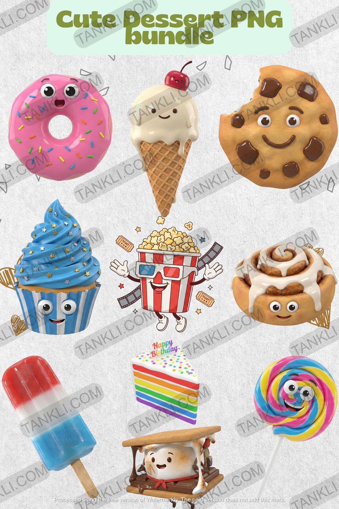 3D Dessert Clipart PNG Bundle, Sweet Treats Graphics, Bakery Logo ...