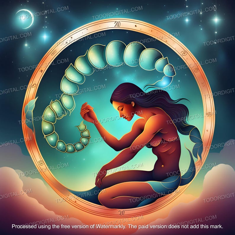 Zodiac Fantasy Digital Paper Bundle, Aquarius, Aries, Cancer, Capricorn, Gemini, Leo, Libra ...