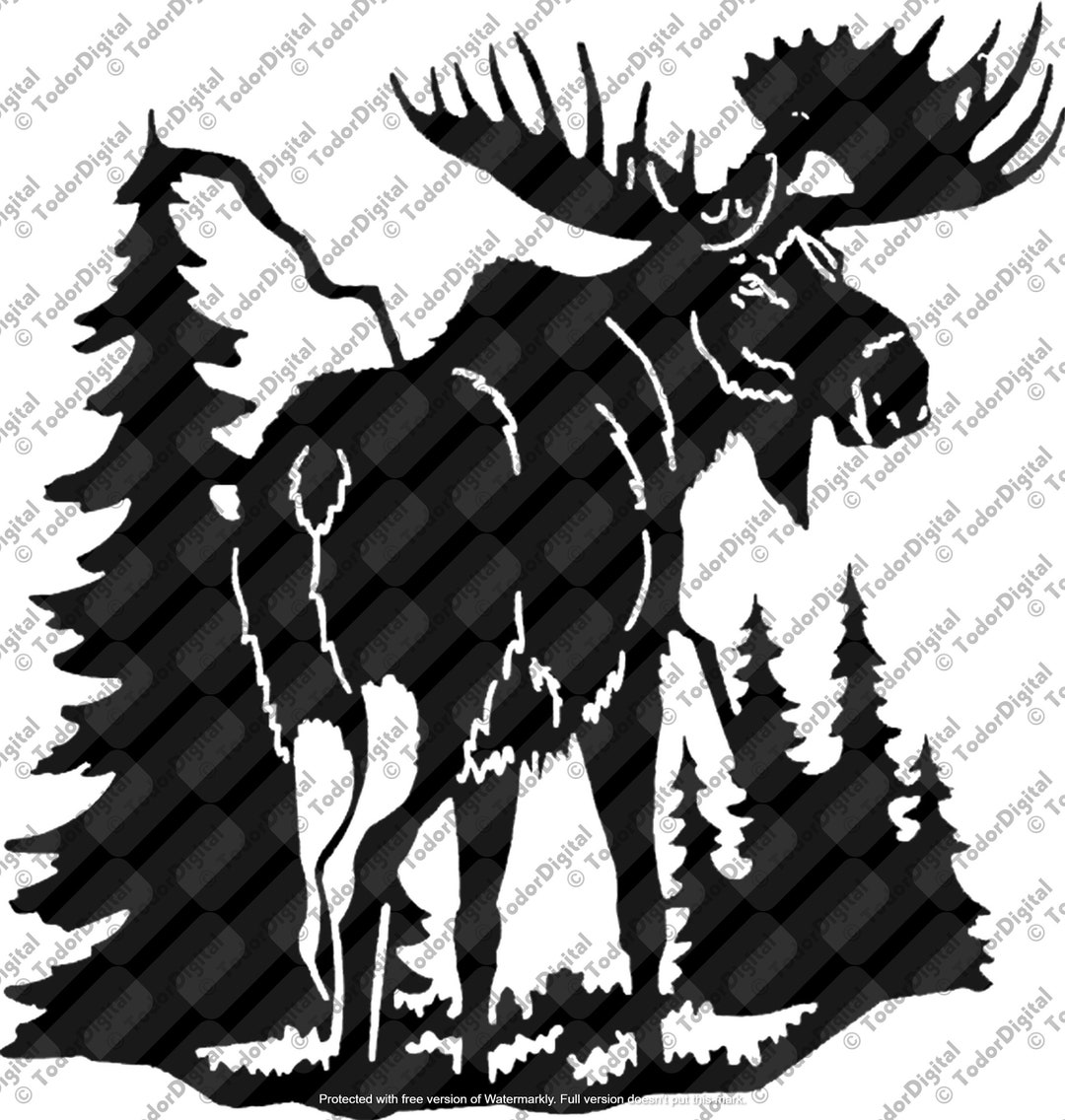 Moose Svg File, Moose Clipart, Moose in the Wood, Animals Svg, Wild ...