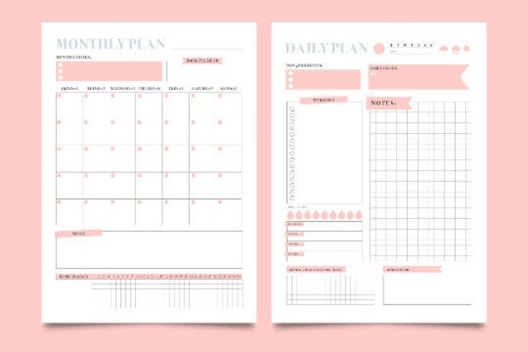 Monthly Planner and Daily Planner Printable Bullet Journal - Etsy